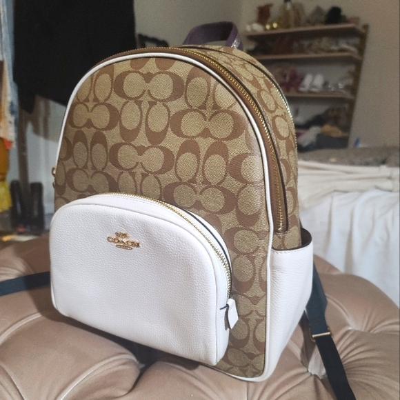 Coach | Bags | Coach Court Signature Canvas Backpack | Poshmark